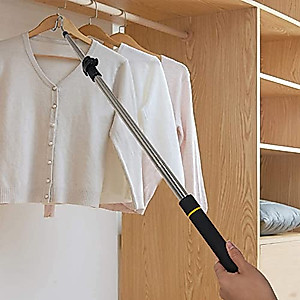 Greeily Clothes Hanger Reaching Hook Telescopic Adjustment clothes hook pole Light and can Extend from 37" to 65" with 4.7 "Hook and Sponge Handle.