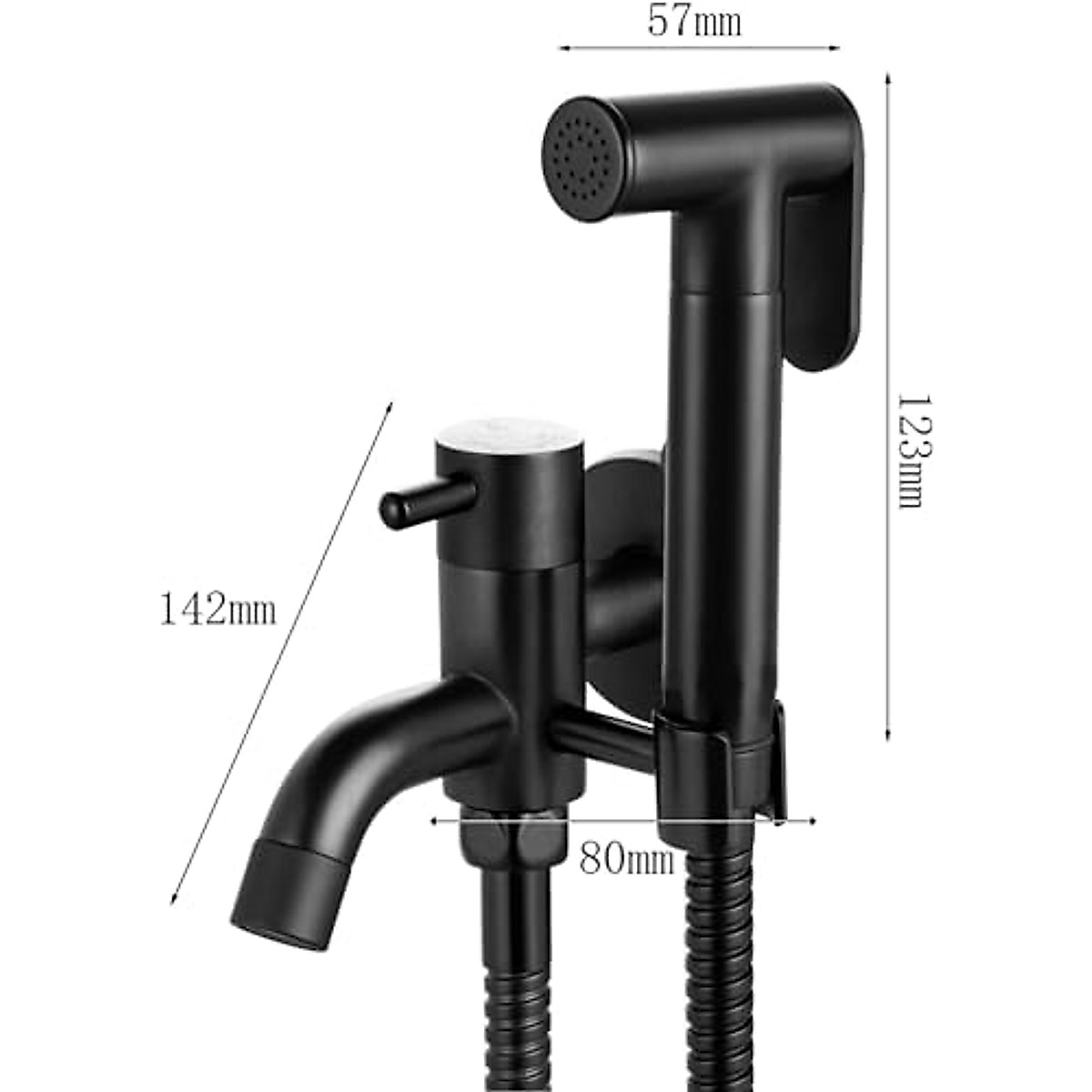 Toilet Bidet Sprayer, Black, Toilet Hand Shower, Handheld Bidet Sprayer for Toilet, Full Copper Flush, Toilet Companion, B Black