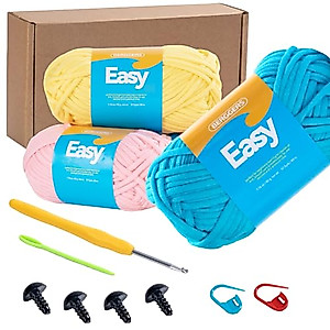 Berggers Soft Amigurumi Yarn for Crocheting with Easy-to-See Stitches Chunky Yarn Bulk, Knitting & Crochet Supplies for Beginner to Crochet Amigurumi and Others-Black Yarn