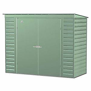 Arrow Select 8' x 4' Outdoor Lockable Steel Storage Shed Building, Sage Green