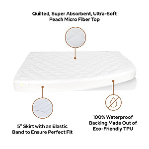 Pickle & Pumpkin 1 pack Waterproof Pack N Play Mattress Cover | Soft & Fitted Mini Crib Mattress Protector Waterproof for Pack N Play Mattress, Playard, Portable Crib | Microfiber Mattress Protector