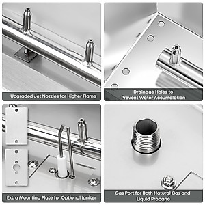 Stanbroil 36" x 6" Drop-in Fire Pit Pan with Jet Burner, Upgraded Stainless Steel Fire Table Pan for Higher Flame, 65k BTU Max, Linear