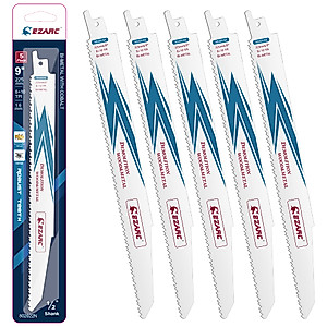 EZARC Reciprocating Saw Blade Bi-Metal Cobalt Sabre Saw Blades for Wood and Metal Demolition 9-inch 8+10TPI R930DM (5-Pack)