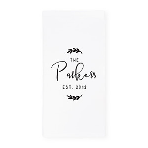 The Cotton & Canvas Co. Personalized The Parkers Est. 2012 Soft and Absorbent Kitchen Tea Towel, Flour Sack Towel and Dish Cloth
