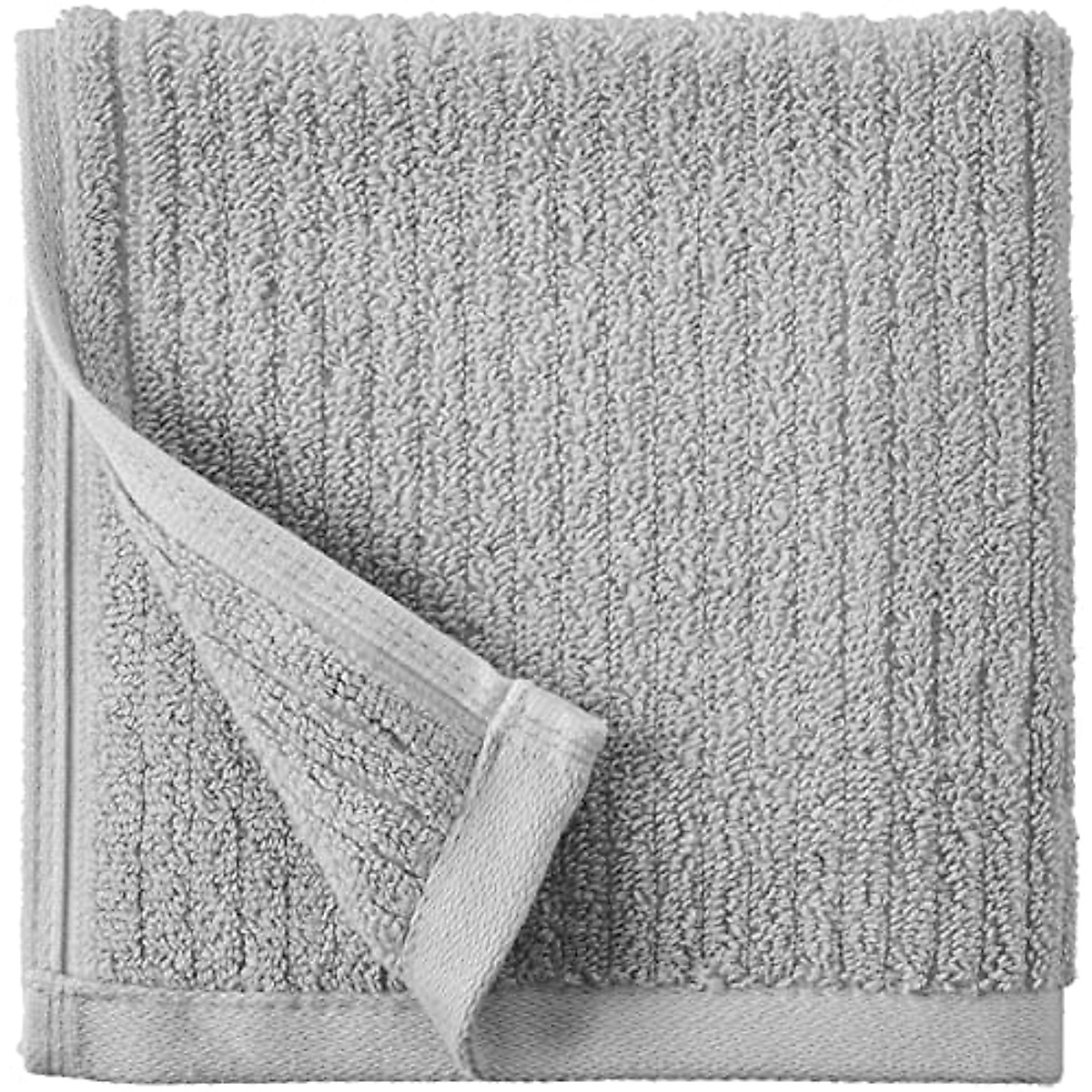 Amazon Aware 100% Organic Cotton Ribbed Bath Towels - Washcloths, 6-Pack, Light Gray