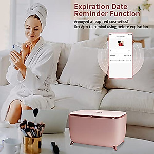 LVARA Smart Mini Skincare Fridge, 9 Liter Portable for Beauty, Makeup, Cosmetic Refrigerator with ‘Smart Life’ App for Bedroom Desktop, Gift for women, Pink