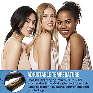 HAI Convertible Flat Iron Hair Straightener for Women - Professional Ceramic Fast Heating Hair Flat Iron with 5 Temperature Levels - Best Hair Straightener for All Hair Types - (Classic Blue)