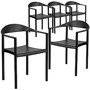 Flash Furniture 5 Pack HERCULES Series 1000 lb. Capacity Black Plastic Cafe Stack Chair