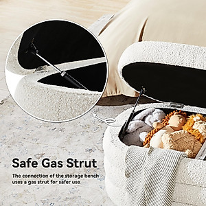 BFD Storage Ottoman Bench 49.2 Inch Upholstered Fabric End of Bed Storage Bench Aesthetic Large Foot of Bed Storage Bench for Bedroom Living Room Entryway (Ivory)