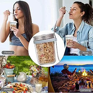 Overnight oatmeal jars - Overnight Oats Containers with Lids - Glass Jars for Overnight Oats - Set Of 2 - Jars with Lids - Mason Jars For Overnight Oats - Glass Jar With Lid And Spoon - Jars To Go