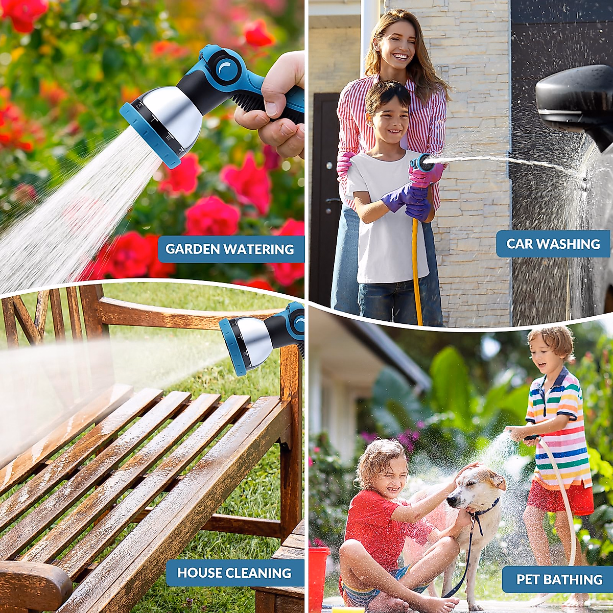 Garden Hose Sprayer Nozzle - Water Hose Nozzle with 10 Adjustable Spray Patterns Heavy Duty, Thumb Control On Off Valve, High Pressure Hose Sprayer Nozzle for Garden Hose Outdoor