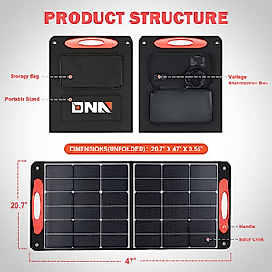 DNA MOTORING Foldable Solar Panel 100W Power Supply for RV Outdoors Camping Travel Home Emergency, with Kickstands,TOOLS-00285,Black/Red