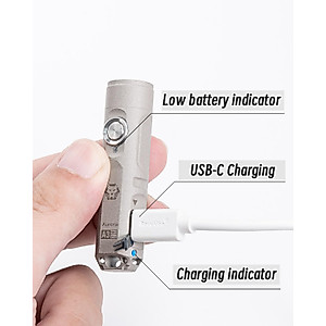 RovyVon A3 Pro G4 USB-C Rechargeable 7000K EDC Flashlight, 650 High Lumen Ultra Bright with Cool White, Momentary On, Lock Mode, Gift for Pocket Outdoor(Marble Surface)