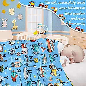 ABC Truck Alphabet Transportation Blanket Toddler Blanket Throw Super Soft and Cozy Blankets for Home Decoration, Couch, Bed, Sofa 50 in x 40 in Small for Kids for All Seasons