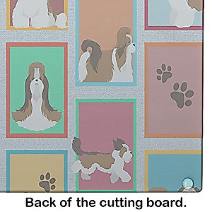 Caroline's Treasures MLM1117LCB Lots of Shih Tzu Glass Cutting Board Large Decorative Tempered Glass Kitchen Cutting and Serving Board Large Size Chopping Board
