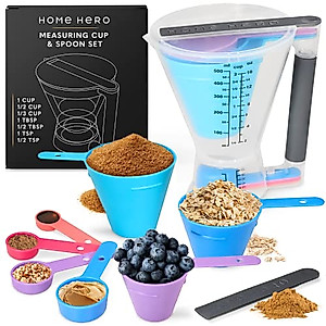 Measuring Cups and Spoons Set 8-Pcs - Measuring Spoons Set and Measuring Cup Set - Liquid Measuring Cups and Spoons - Measure Cups - Measuring Spoons and Cups - Measuring Cup Plastic Cup Measuring Set
