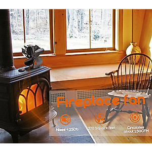 HAWCAFU Wood Stove Fan Heat Powered Stove Fan Fireplace Fan Log Burner Fan for Gas/Pellet/Log/Wood Buring Stove