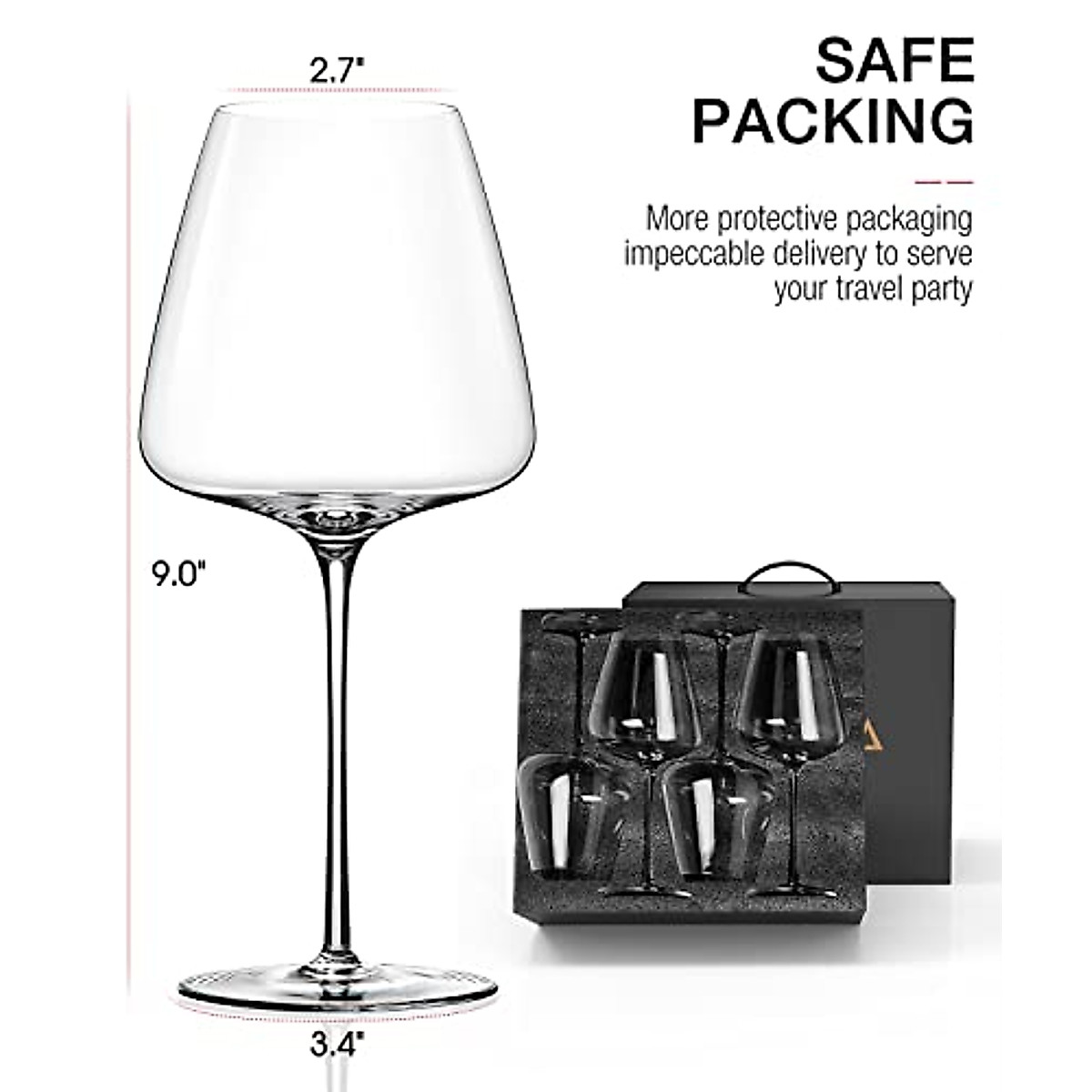 White&Red Wine Glasses Set of 4- Hand Blown Crystal Wine Glass-Thin Rim,Long Stem,Perfect for Red or White,Daily Use,Unique Wedding Anniversary or Birthday Gift