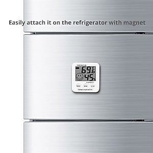 Digital Thermometer Indoor Hygrometer Humidity Meter Room Temperature Monitor Large LCD Display Max/Min Records for Home Car Office White by SoeKoa (2 Pack)