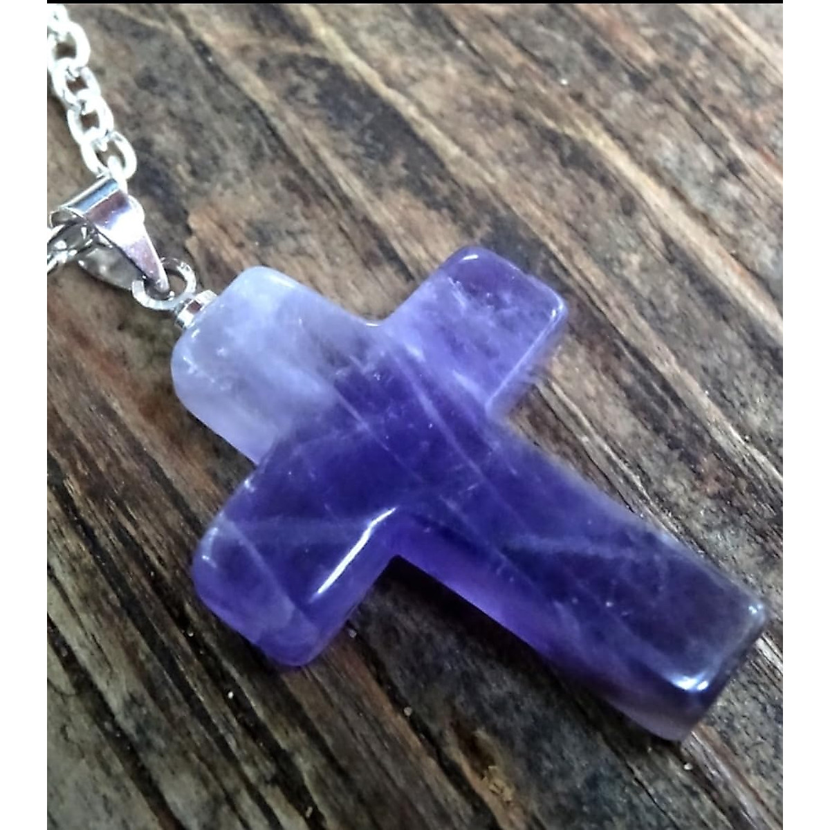 DHYANARSH Amethyst Cross Pendant for Healing and Worship - Balancing Chakras, Spiritual Tranquility