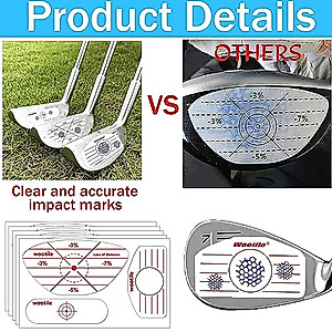 Golf Driver Impact Tape Labels 180Pcs Golf Impact Stickers Golf Clubs Labels for Swing Training Irons and Woods Iron Ball Hitting Recorder Standard Irons Woods Sticker,Training Aids for Swing Practice