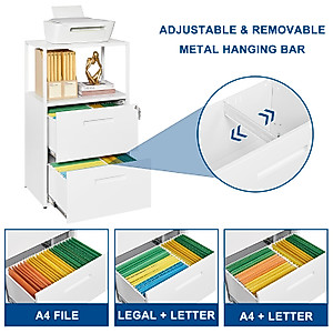 Fesbos File Cabinet with Shelves & 2 Lockable Drawers - Home Office Lockable Lateral Filing Cabinet for Hanging Files Letter/Legal/F4/A4 Size - Assembly Required