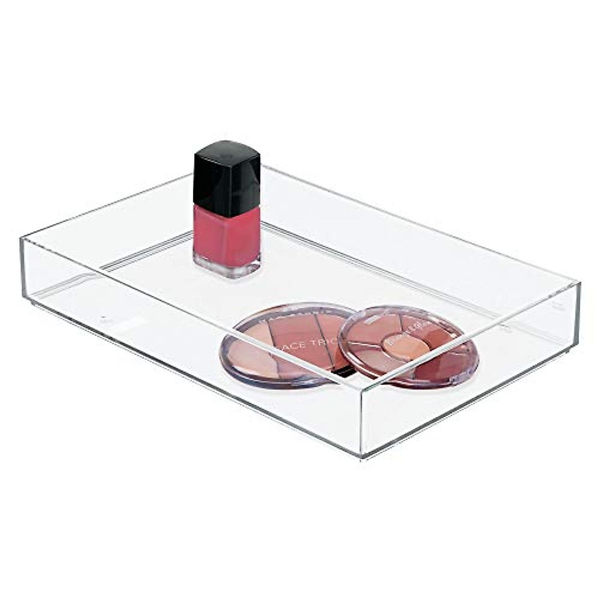 iDesign Decorative Countertop Vanity Tray Organizer for Bathroom, Bedroom, Closet, Entryway, The Clarity Collection – 8" x 12" x 2", Clear