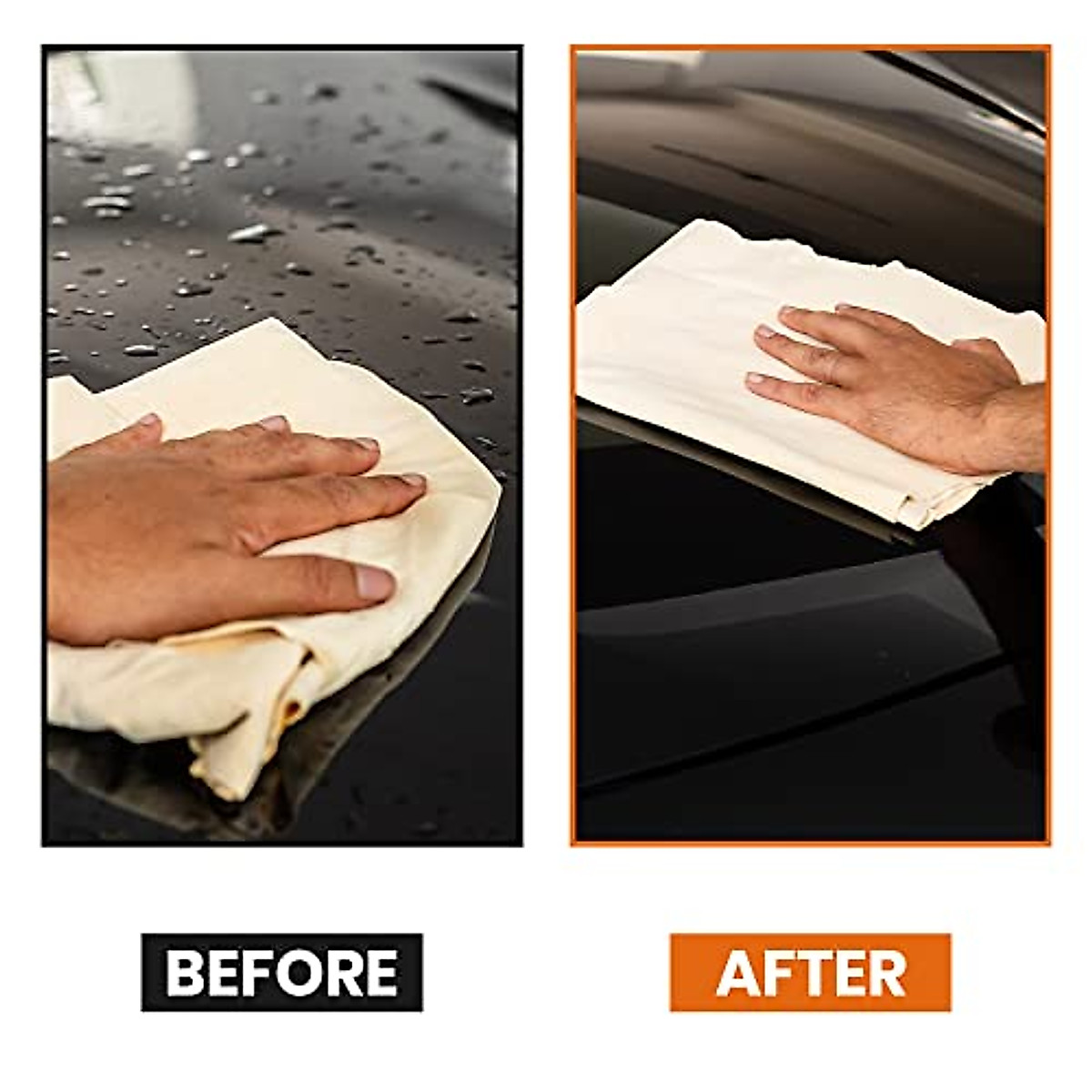 Leather Nomads Car Chamois - 4 Sqft Chamois | Real Chamois Natural Leather | Durable & Multipurpose | Fast Drying Lint Free Cleaning Chamois Leather Cloth