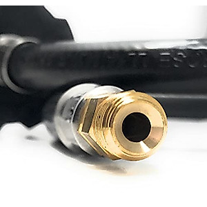 1/4 male Inverted Flare x QCC1 ACME Pig Tail Propane Hose 2 FT 350PSI [948-753] High Pressure With Flow control shut off at Over 80,000 BTU's