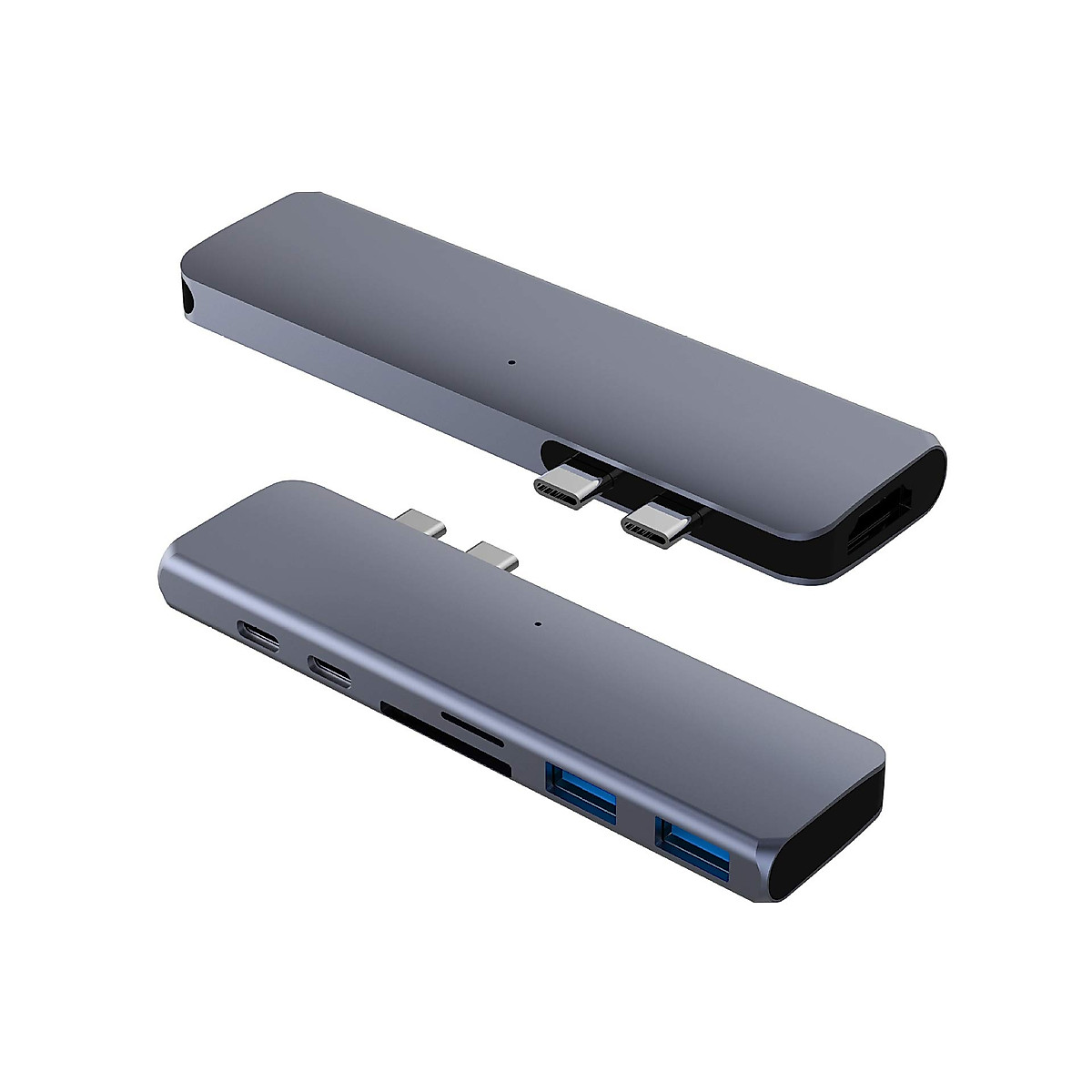 7 in1 Dual USB C Hub USB 3.1 Adapter Dock SD Card Reader 4K HDMI For MacBook Pro Grey