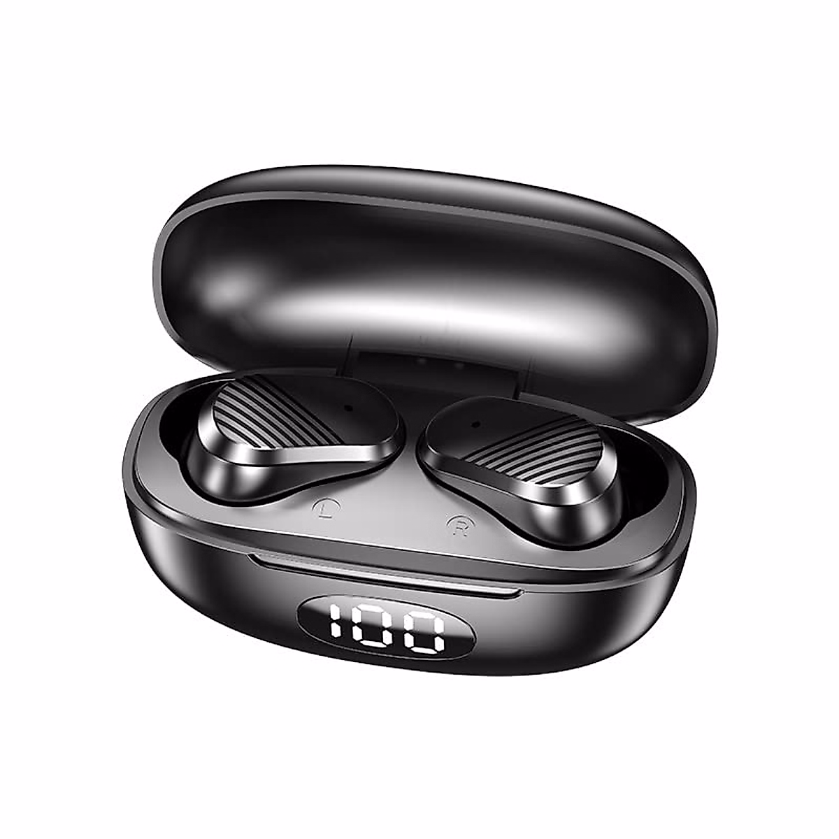 Bluetooth Headphones V5.3 Wireless Earbuds 48HRS Standby Battery Life with Wireless Charging Case & LED Power Display Deep Bass IPX7 Waterproof Earphones Microphone Stereo Headset for iPhone & Android