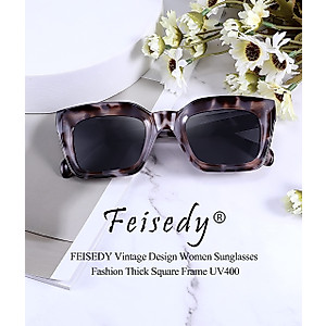 FEISEDY Classic Women Sunglasses Fashion Thick Square Frame UV400 B2471