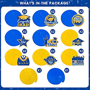 20 Pack Graduation Party Decorations 2024 - Congrats Grad Hanging Decoration, Blue Gold Glittery Graduation Hanging Swirls Ceiling Streamers Ornaments for Class of 2024 Graduation Decorations Favors