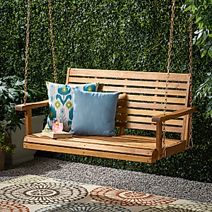 Christopher Knight Home Outdoor Acacia Wood Porch Swing,Brown/Teak