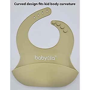 Silicone Baby Bibs with Spill Catcher, Set of 2, Adjustable Waterproof & BPA Free, For Boys And Girls, Babies & Toddlers, Pastel Orange & Yellow