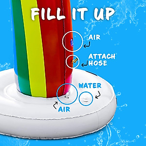 Splashin'kids Outdoor Rainbow Sprinkler Super Toddler Water Toys for Children Infants Boys Girls and Kids Perfect Outside Inflatable Water Park for Summer Fun Watch Video Slip and Slide Splash pad