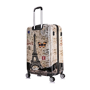 InUSA Paris Print Luggage with Spinner Wheels | Durable Lightweight Hardside Suitcase | Travel Bag with Handle and Trolley | (20in, 24in, 28in) 3 Piece Set