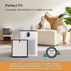 MORENTO Smart Air Purifier HY4866-WF Bundle with Original Version Replacement Filter 4 Pack