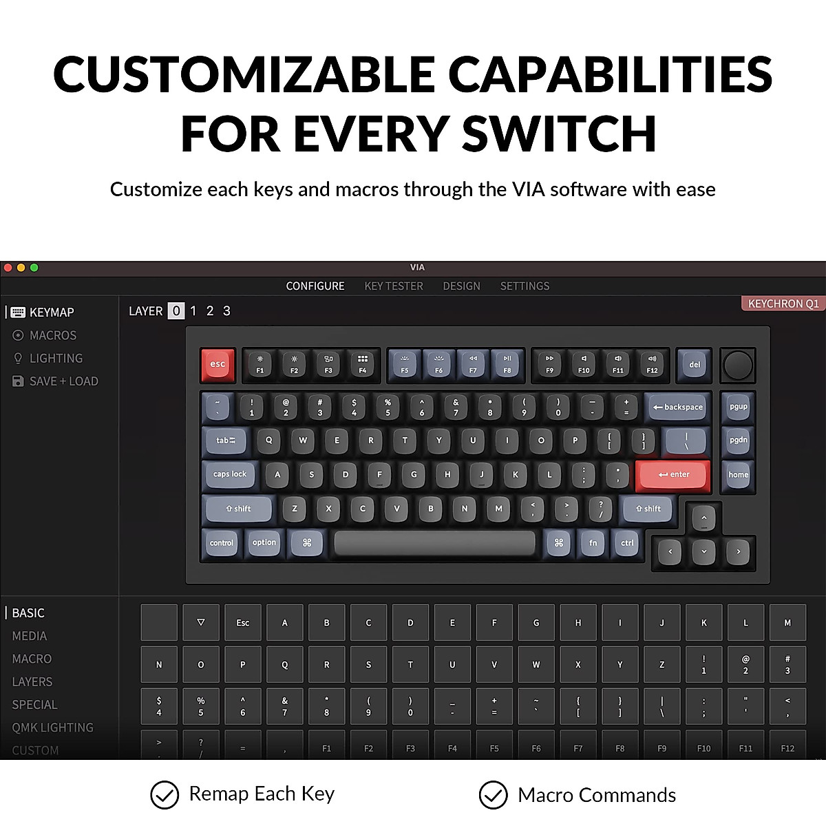 Keychron Q1 Wired Custom Mechanical Keyboard Knob Version, 75% Layout QMK/VIA Programmable with Hot-swappable Gateron G Pro Brown Switch Double Gasket Compatible with Mac Windows Linux - Version 2
