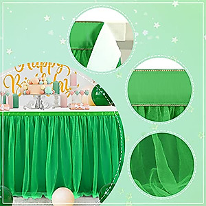 CO-AVE 6FT Green Table Skirt Tutu Table Cloth for St. Patrick's Day Kids Birthday Party Dessert Round Tables Christmas Home Decoration(L 6(ft),H30in)
