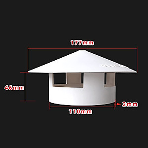 Chimney Rain Cap PVC Breathable Cap Plastic Rain Cap Vent Cap Pipe Cap Vent Cap, 4.3 inches (110 mm)