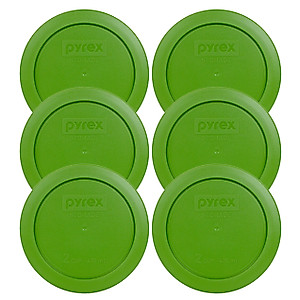 Pyrex Bundle - 6 Items: 7200-PC 2-Cup Lawn Green Plastic Food Storage Lids