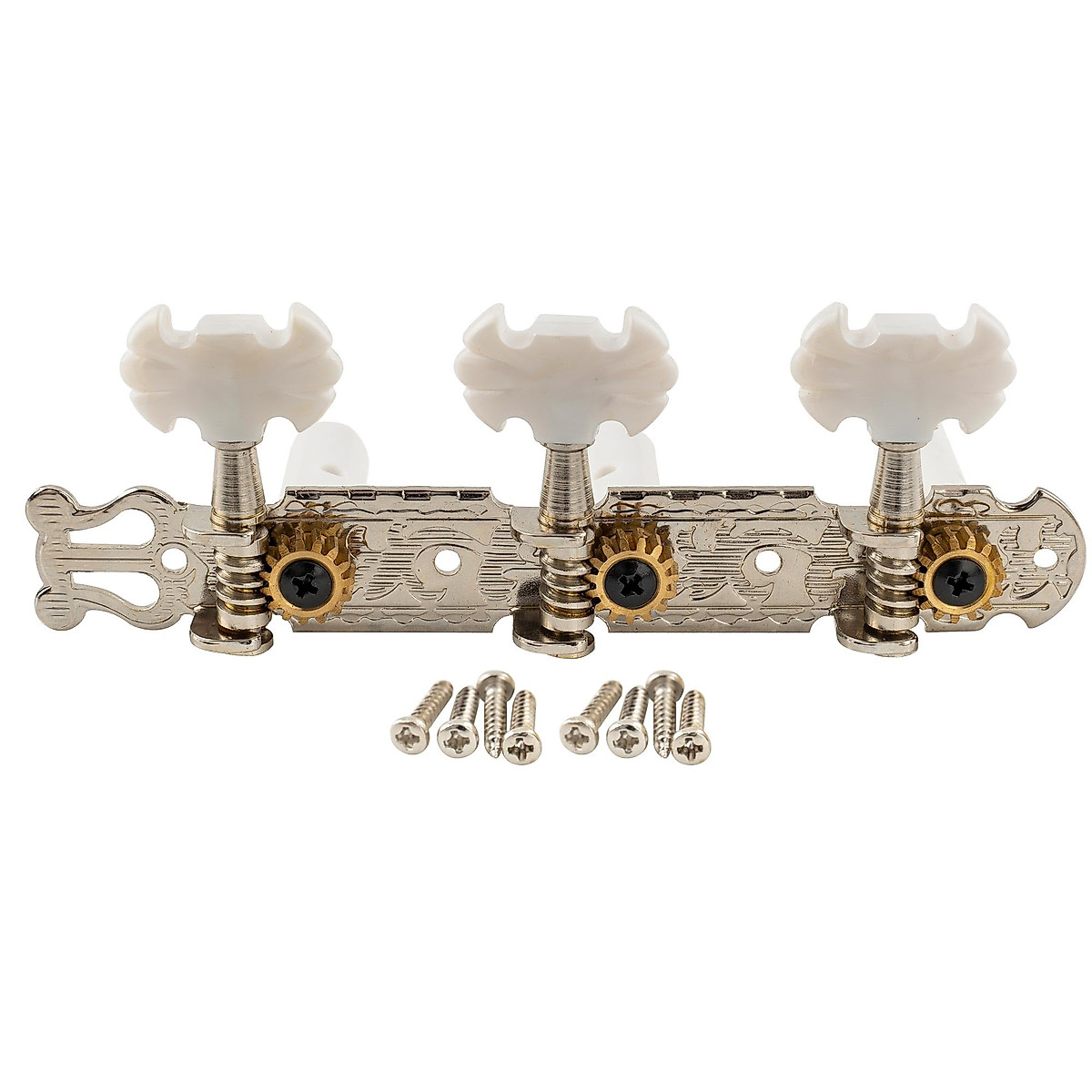 Musiclily Pro 3+3 Lyra Style Classical Guitar Machine Heads Tuning Pegs Keys Tuners Set Butterfly Button Nickel