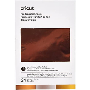 Cricut 2008716 Foil Transfer Sheets Sampler, Metallic (24 ct), 24 Pack