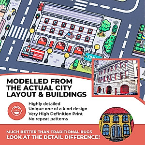 Olikai Design New York Kids City Rug Playmat for Toddlers. Fun, Educational, Map & Race Track Rug for a Boys or Girls Room. Large 75 x 45 in. Car Carpet Ideal for a Playroom, Bedroom or Classroom.