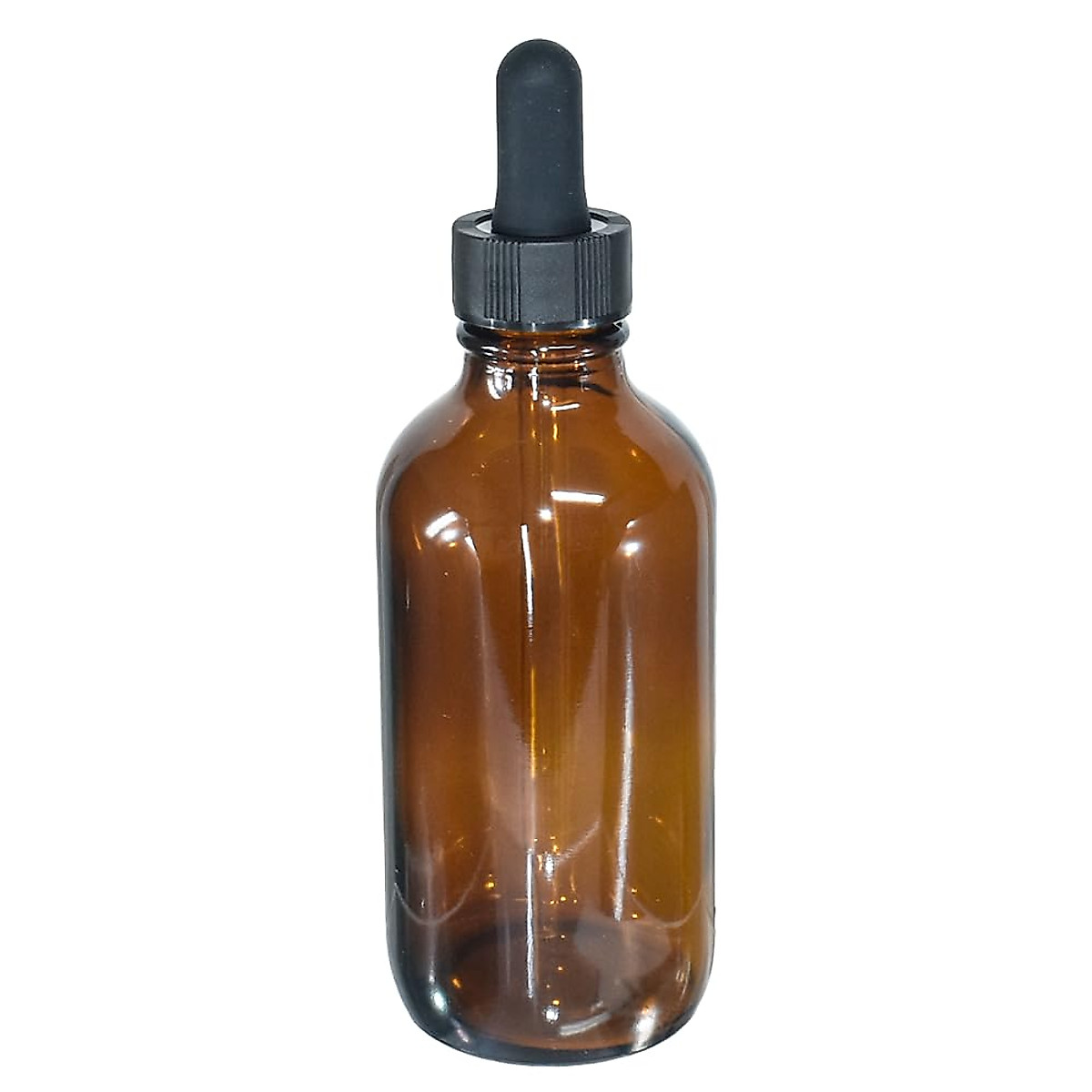 (Pack of 24) 4 oz. Amber Boston Round with Black Glass Dropper