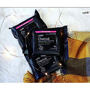 Epielle Charcoal Makeup Remover Wipes | Soft & Gentle for All Skin Types | Removes Dirt, Oil, Waterproof Makeup | 6 Pack | Korean Skincare