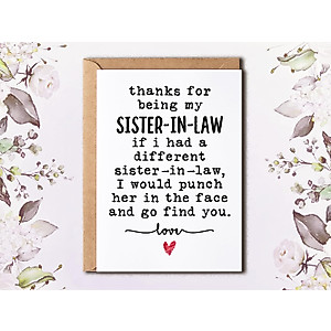 NTVShop Thank You Card - For Being My Sister-In-Law Card - Funny Birthday Card - Humorous Sister-In-Law Christmas - Gift For Her