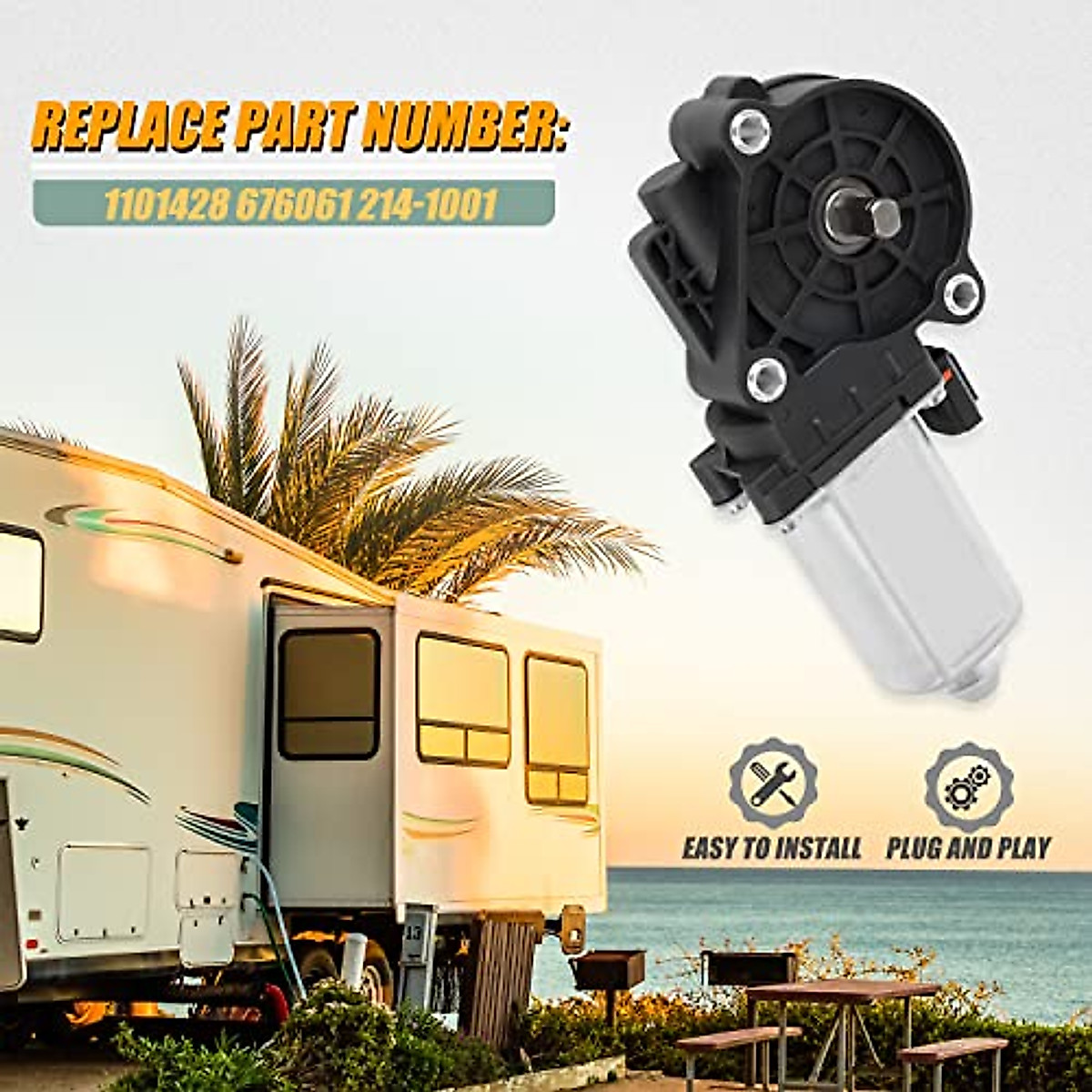 Wztepeng 1101428 676061 RV Stair Entry Step Motor Replacement Kit Compatible with kwikee Step Motor,Lippert Components Replaces 214-1001 379147 366043 369506