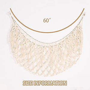 YKBU Stuffed Animal Net or Hammock Wall Hanging Net for Stuffed Animal Storage Macrame Toy Display Plush Toy Holder Soft Toy organizer for Nurery Baby Bedroom Playroom-Cream, -Cream